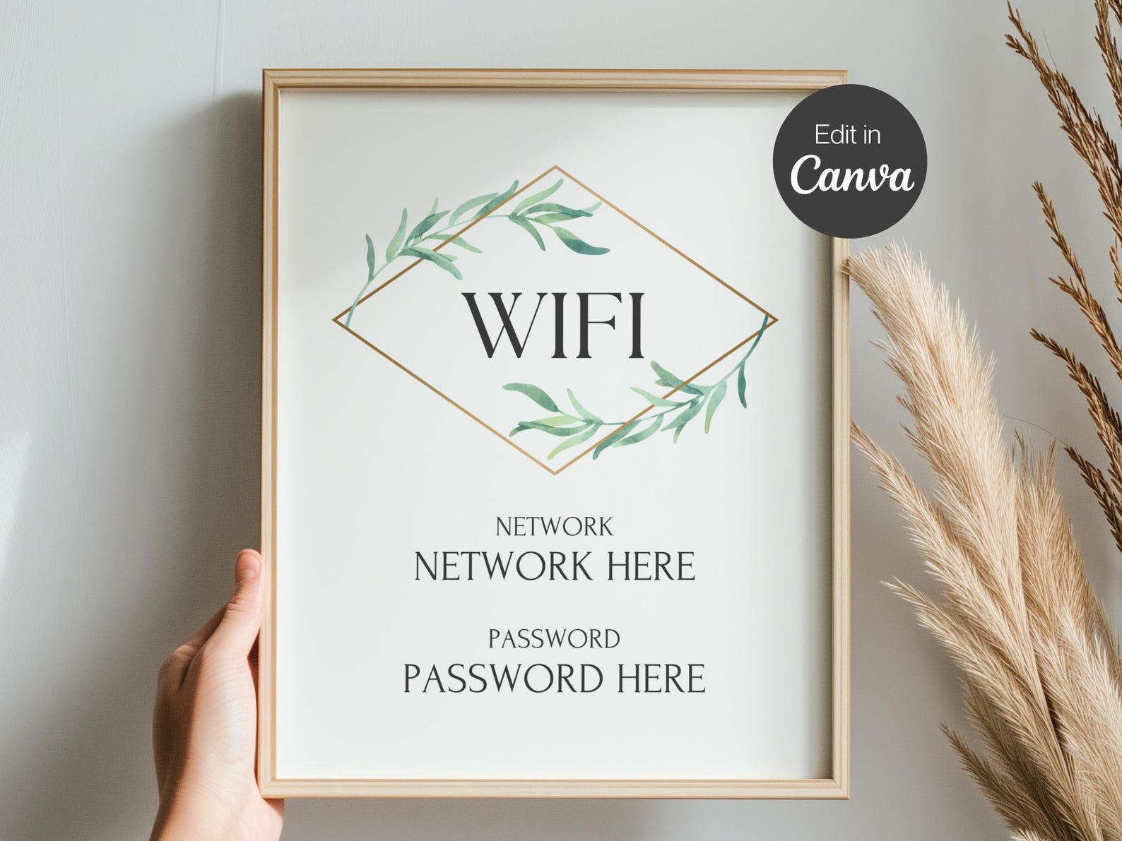 Elegant Wifi Password Sign | (US Letter, A4, 5x7) | INSTANT Digital ...