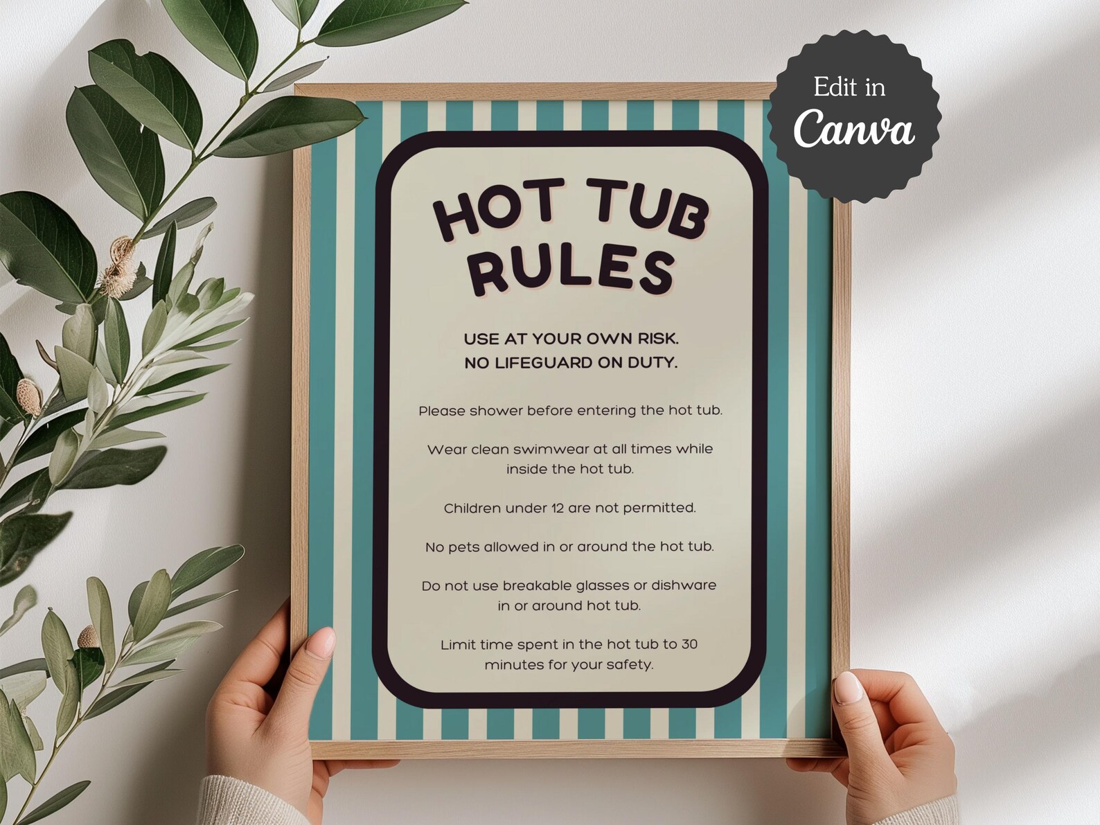 Hot Tub Rules & Safety Sign for Airbnb or VRBO; Customizable Canva ...