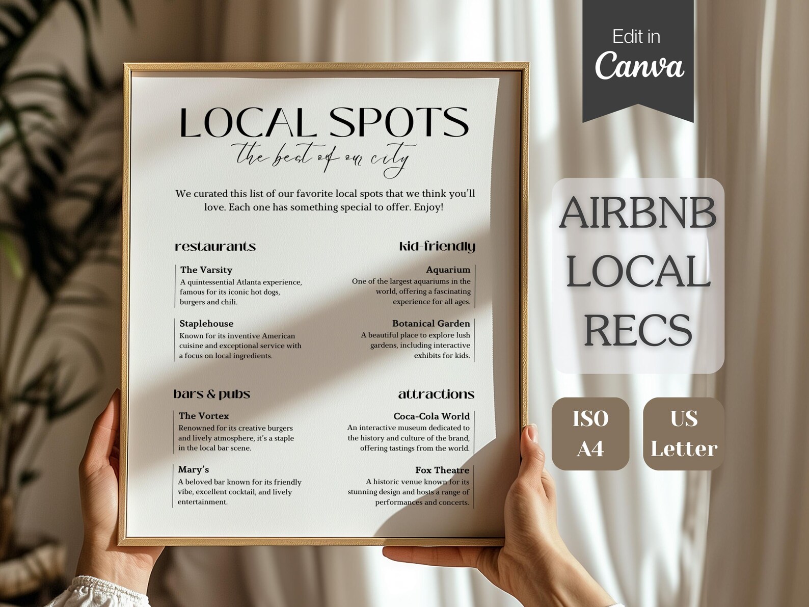 Local Recommendations Sign for Airbnb; FULLY Customizable Canva ...