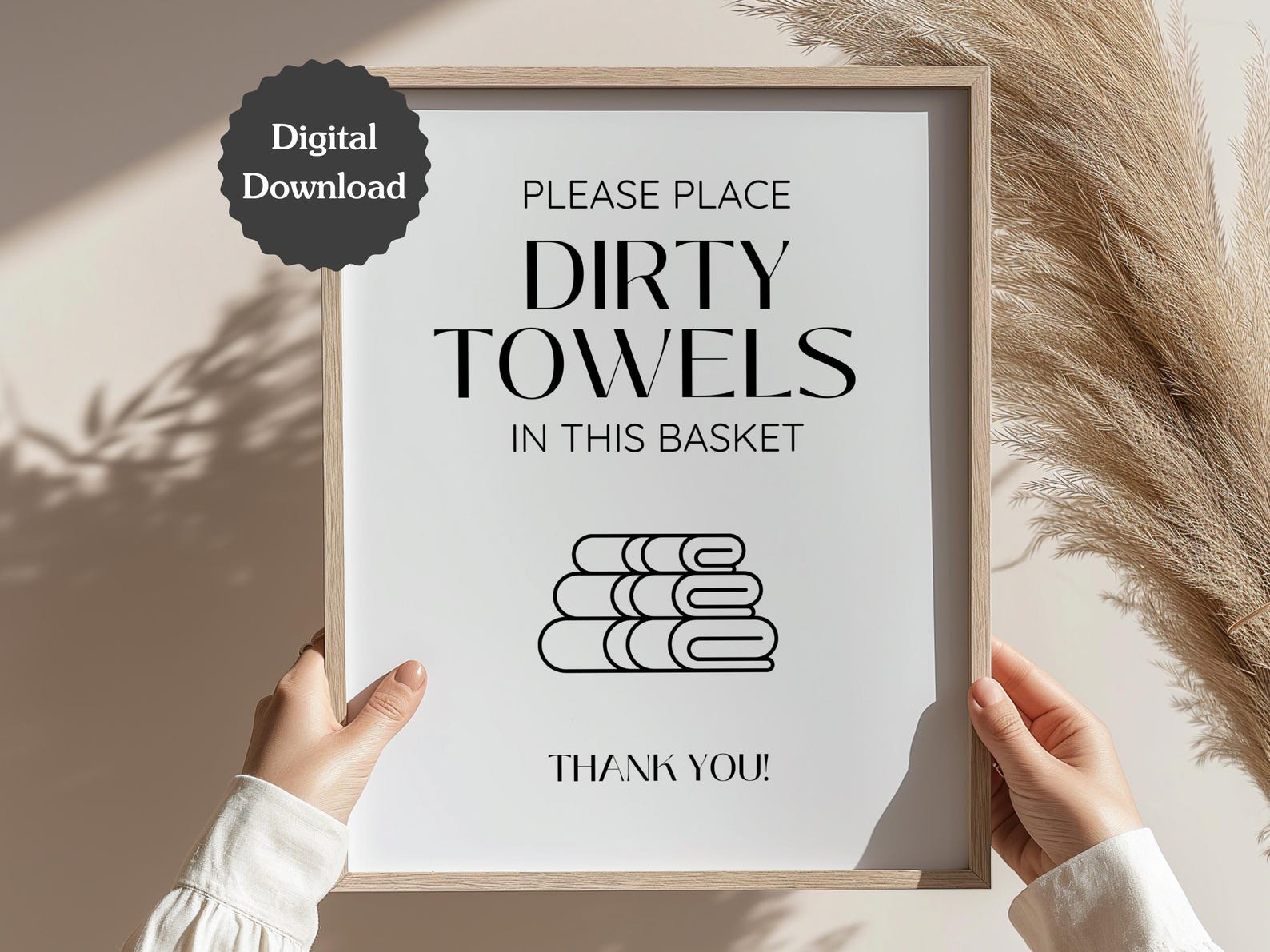 Dirty Towels Go Here Sign Airbnb; Place Used Towels in Basket; Laundry ...