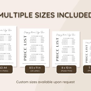 Price List Template; Pricing Sheet for Small Business, Nail Salon, Lash ...