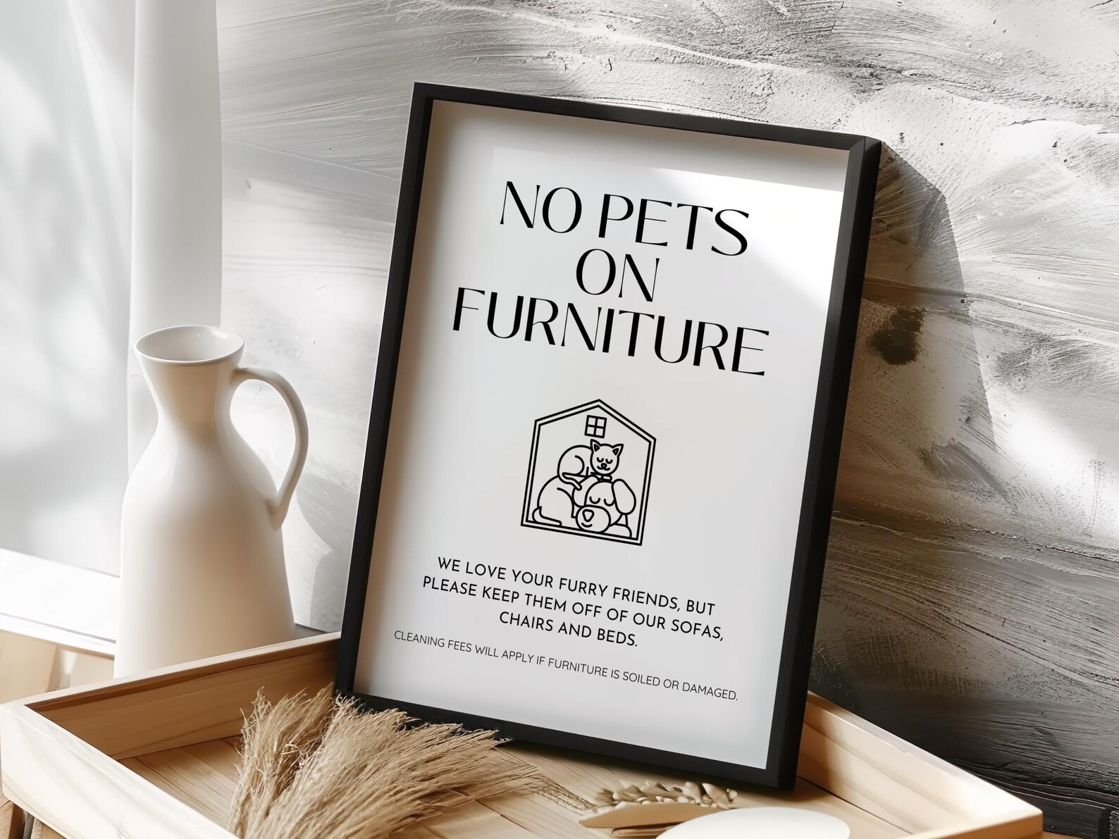 No Pets on Furniture Airbnb Sign; Pets Allowed; Please Clean up After ...