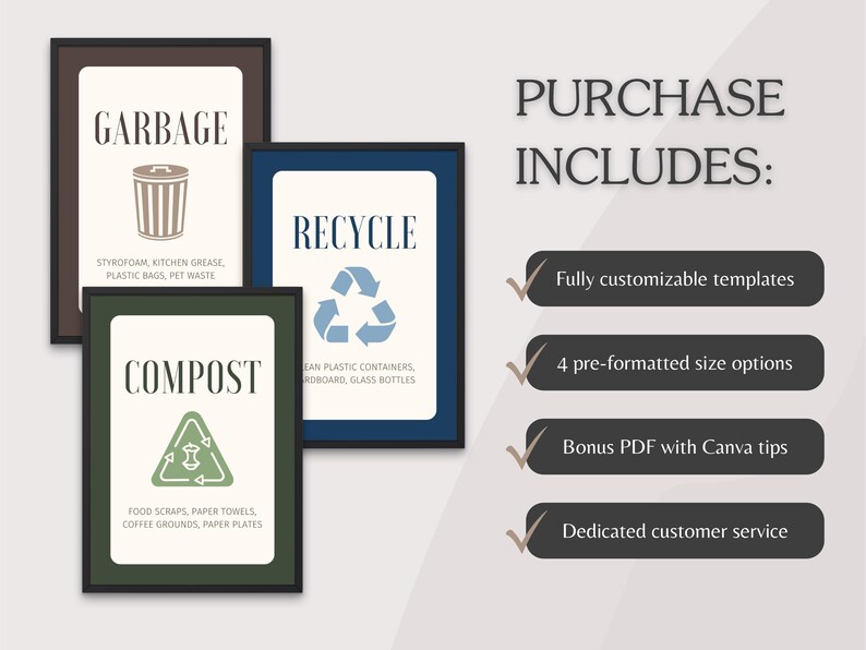 Elegant Garbage, Compost, Recycling Signs Trash Sorting Signs ...