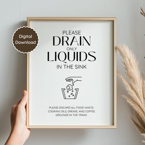 Drain Only Liquids Kitchen Sink Sign; No Food Waste or Scraps in Sink ...