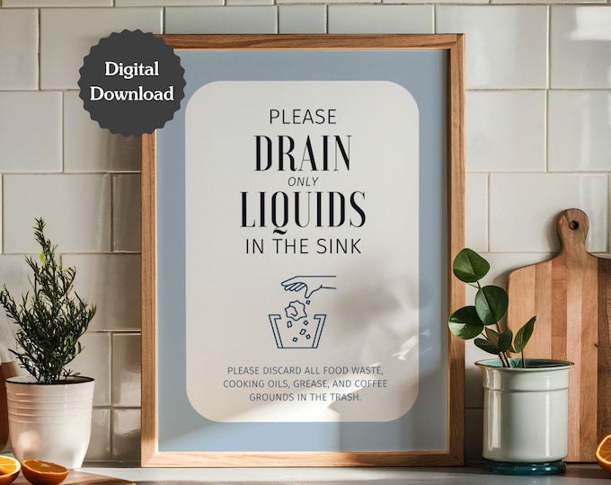 Septic System PRINTABLE Kitchen Sign Liquids Only No Food Grease Coffee ...