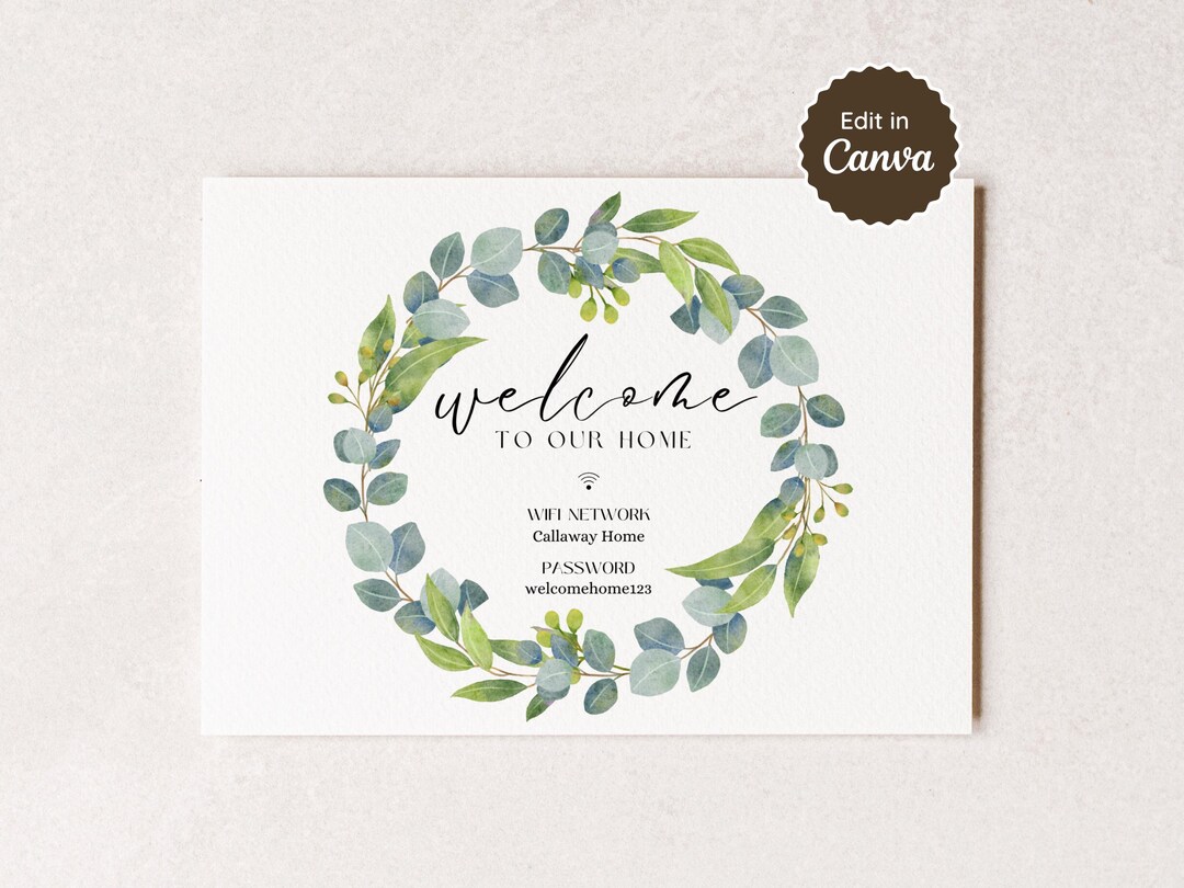 Welcome Wifi Sign; US Letter, A4, 5x7, 8x10; Printable Sign for Home ...