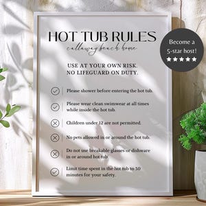 Hot Tub Rules & Safety Sign for Airbnb or VRBO Rental, FULLY ...