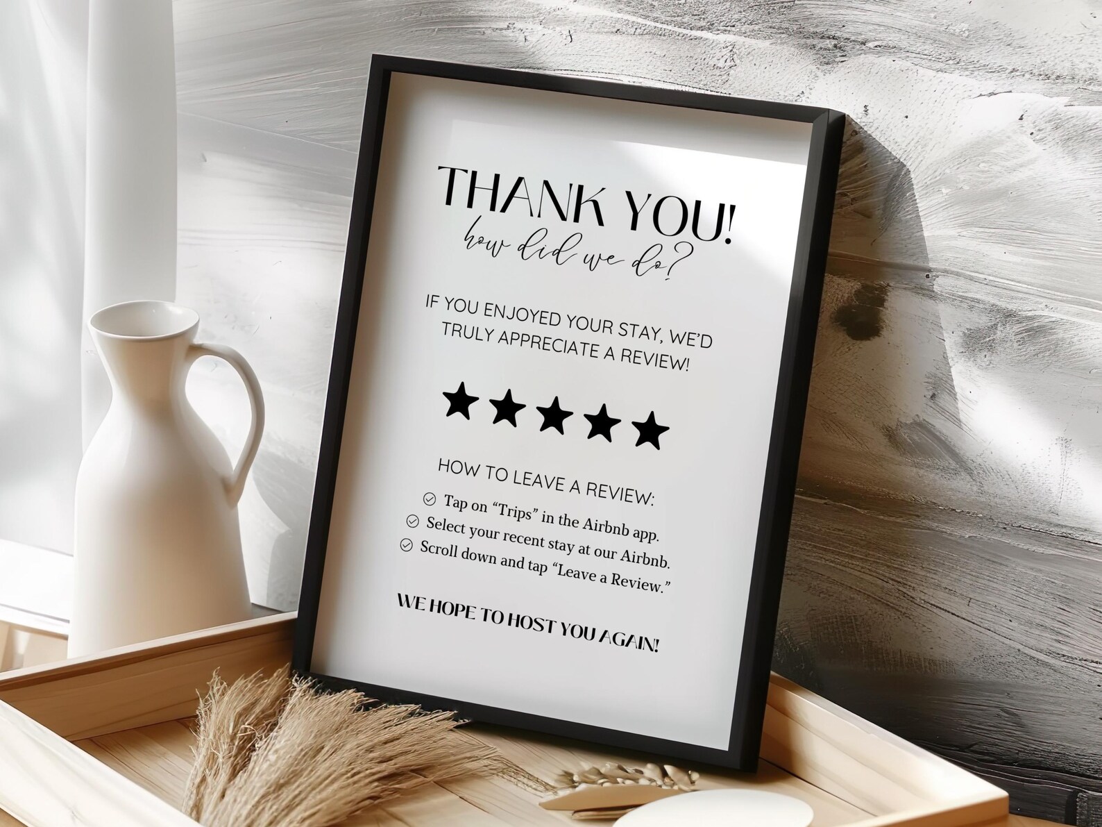 Please Leave a Review Sign; Feedback Request; Airbnb, Rental, Small ...