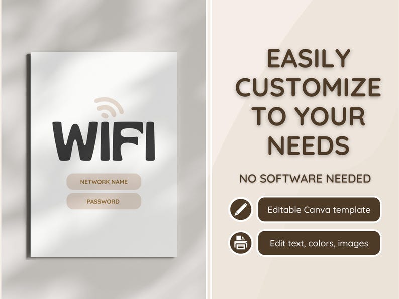 Modern Eclectic Boho Wifi Password Sign; US Letter, A4, 5x7; 8x10 ...