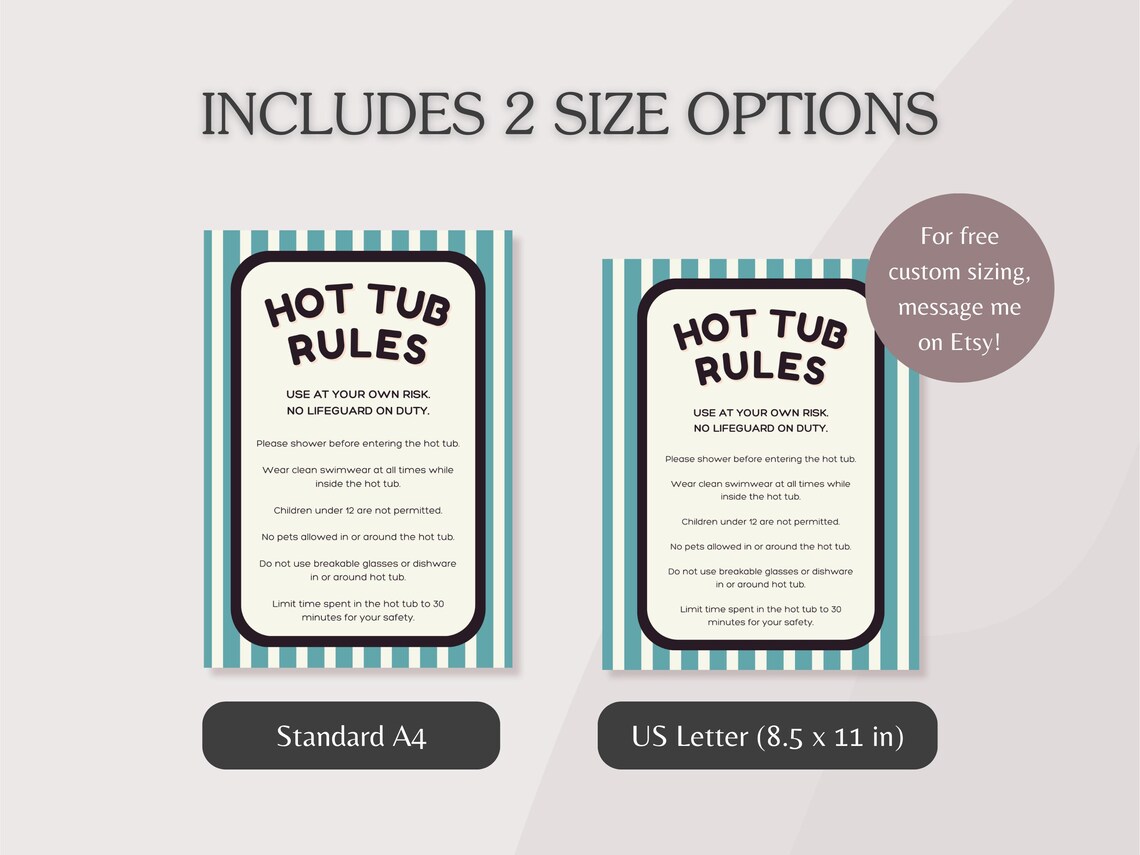 Hot Tub Rules & Safety Sign for Airbnb or VRBO; Customizable Canva ...