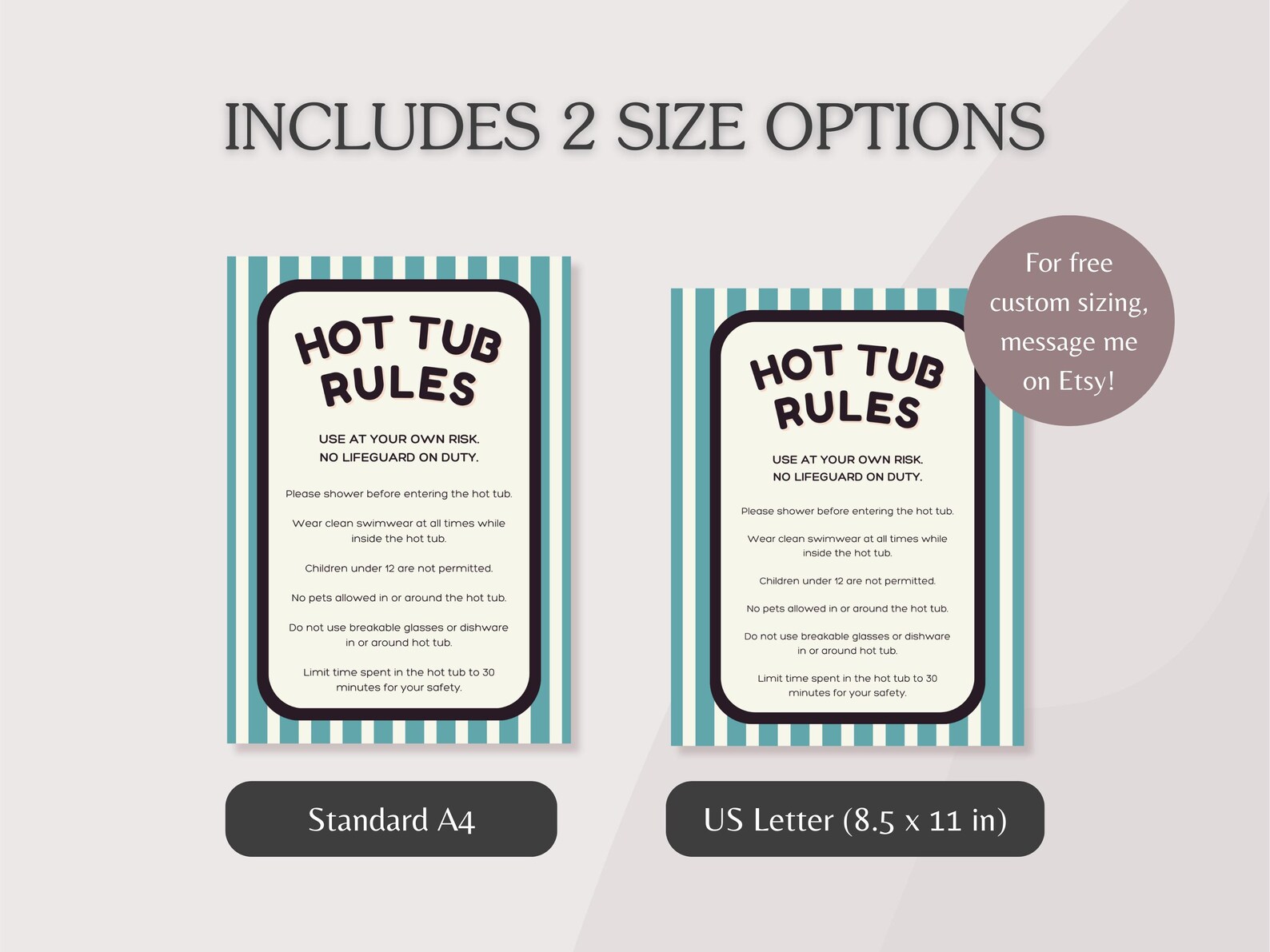 Hot Tub Rules & Safety Sign for Airbnb or VRBO; Customizable Canva ...