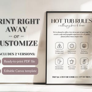 Hot Tub Rules & Safety Sign for Airbnb or Short-term Rental, A4, US ...