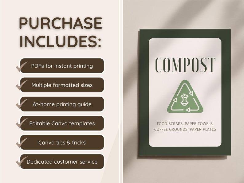 Compost Bin Sign; Eco-friendly Trash Sorting Instructions Guide; Airbnb ...