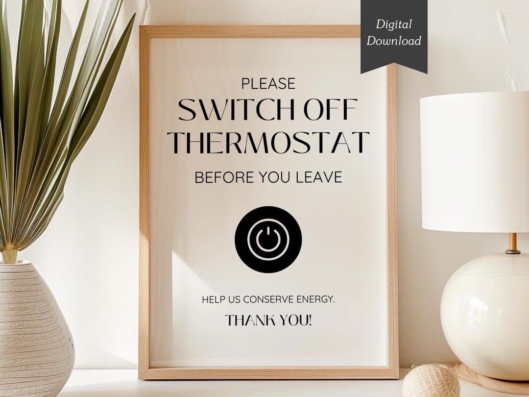 Switch off Thermostat Sign for Airbnb Turn off AC and Heating Save ...