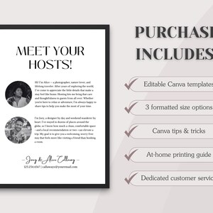 Meet Your Hosts Sign for Airbnb Rental; Welcome and Introduction Sign ...
