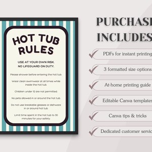 Hot Tub Rules & Safety Sign for Airbnb or VRBO; Customizable Canva ...