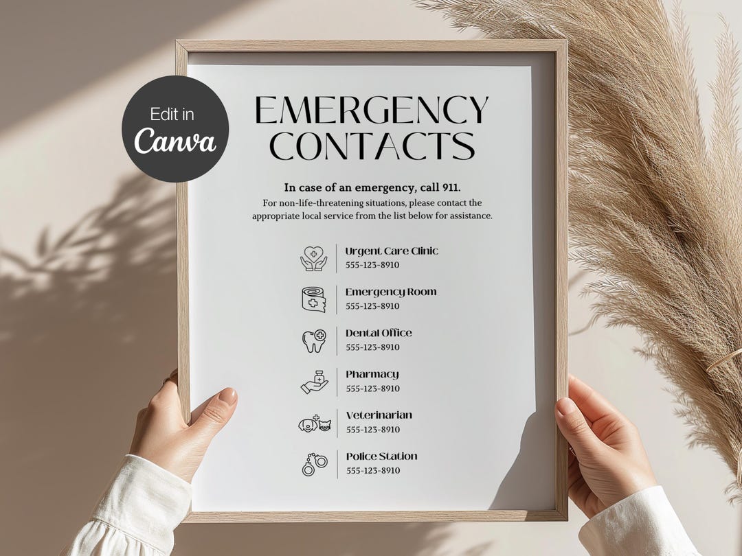Emergency Contacts List for Airbnb Rental Local Hospital, Urgent Care ...