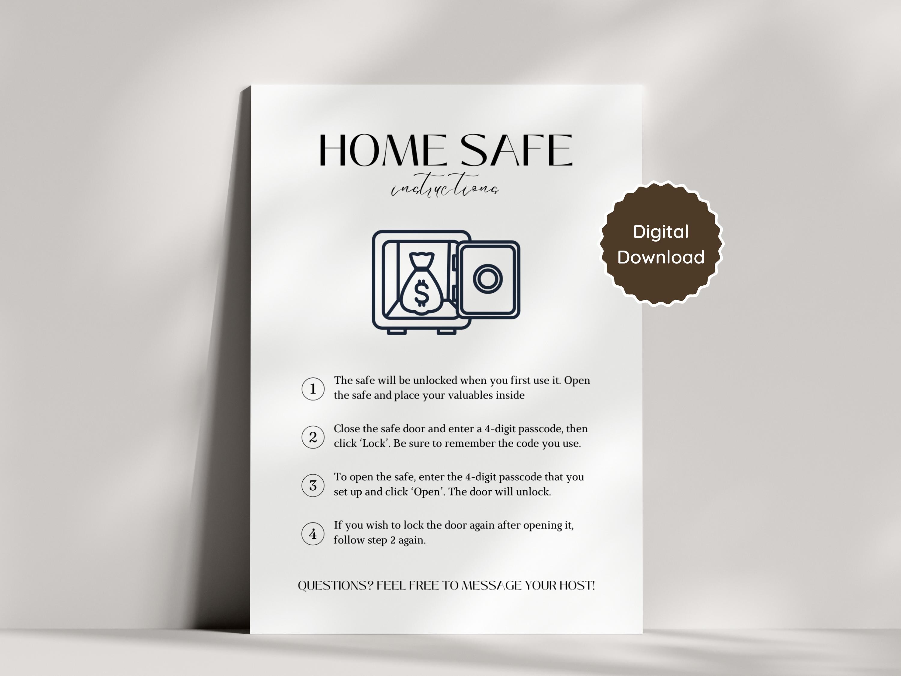 Airbnb Home Safe Operating Guide Sign; Instructions for Locker System ...