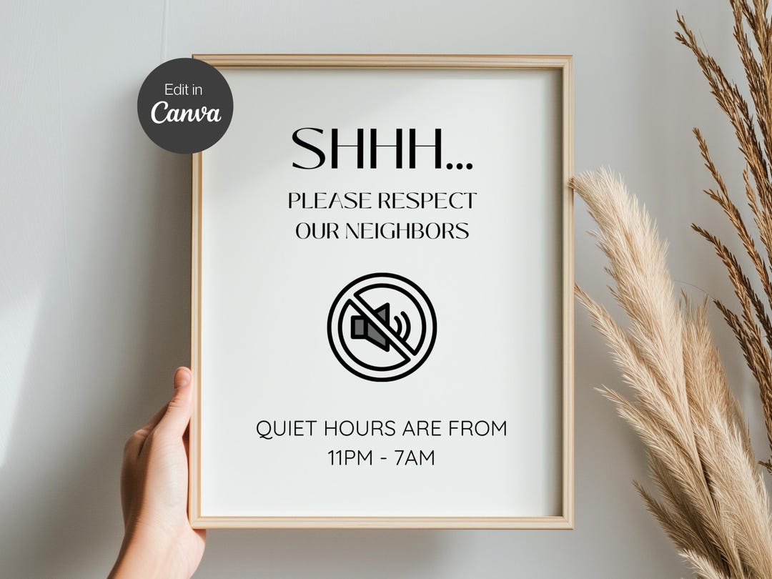 Quiet Hours Sign for Airbnb Respect Our Neighbors No Loud Parties VRBO ...