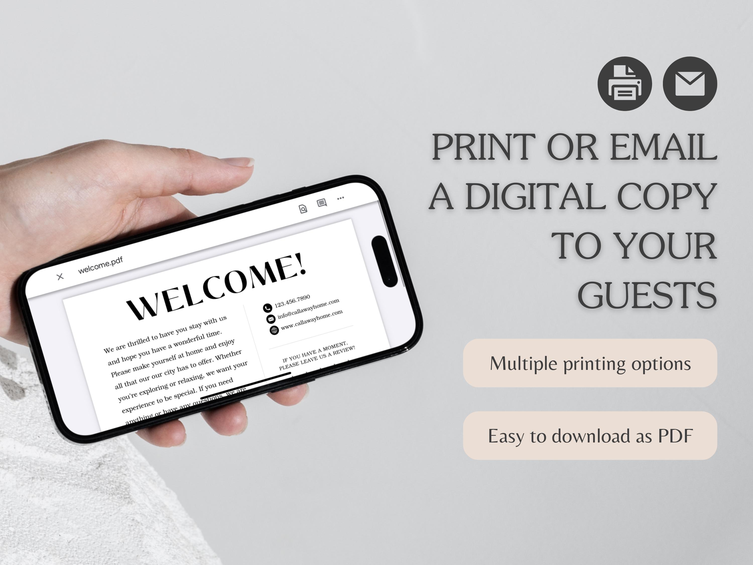 Airbnb Personalized Welcome Note | Visitor Card & Contact Info Sheet ...