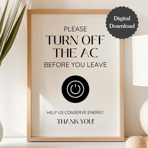 Turn off Ac Sign - Etsy