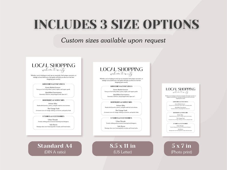 Local Shopping Guide Sign for Airbnb; FULLY Customizable Canva Template ...