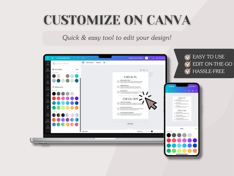 Check-in & Check-out Instructions Sign for Airbnb or VRBO; FULLY ...