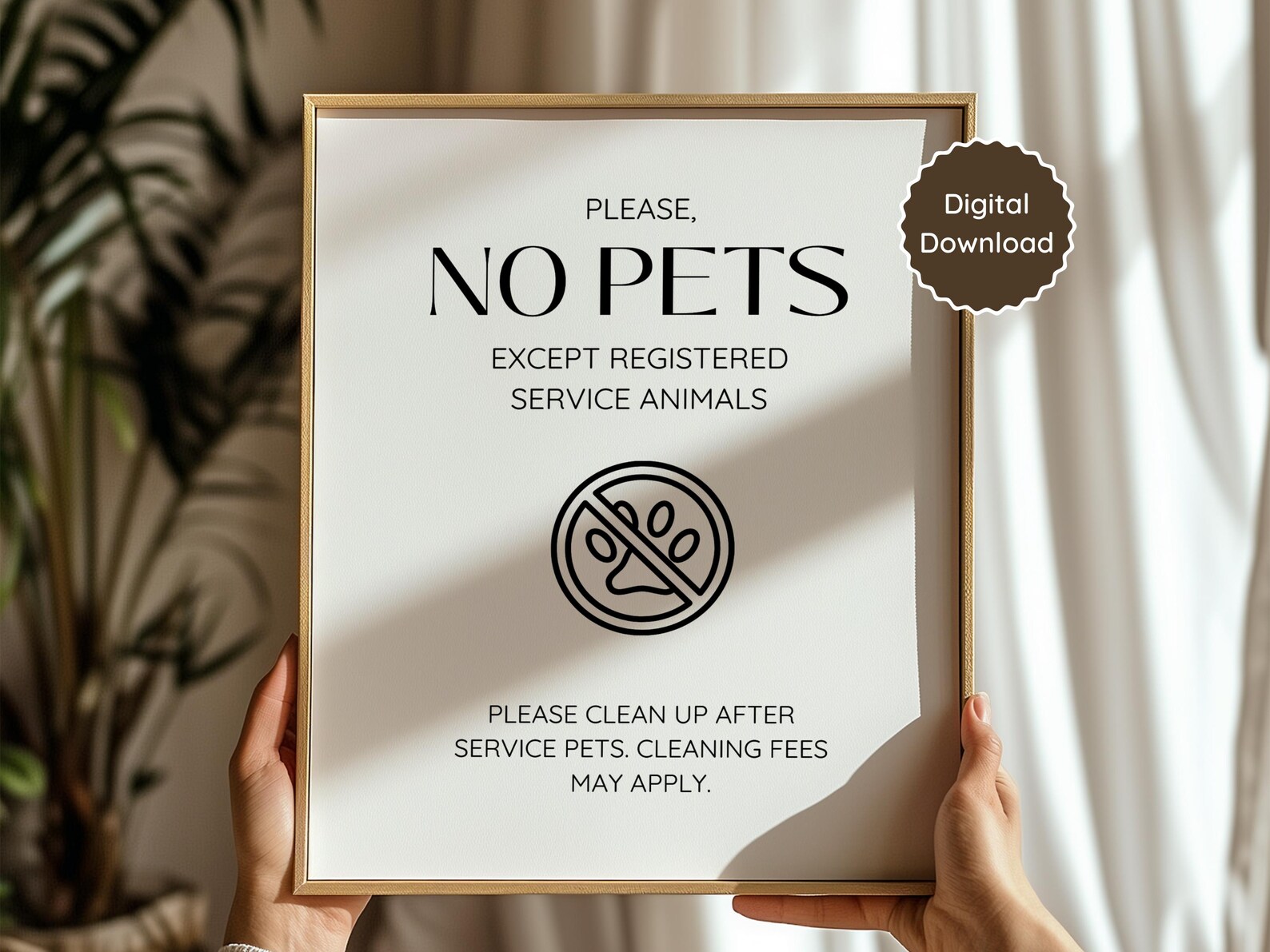 No Pets Allowed Airbnb Sign; Service Animals Only; Please Clean up ...