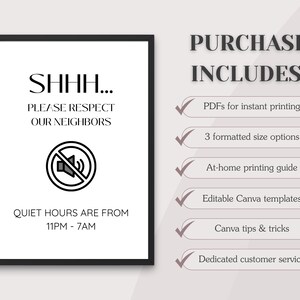 Quiet Hours Sign for Airbnb; Respect Our Neighbors; No Loud Parties ...