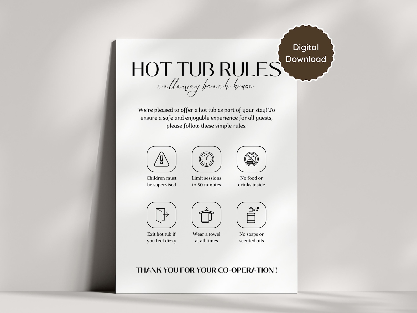 Hot Tub Rules & Safety Sign for Airbnb or Short-term Rental, A4, US ...