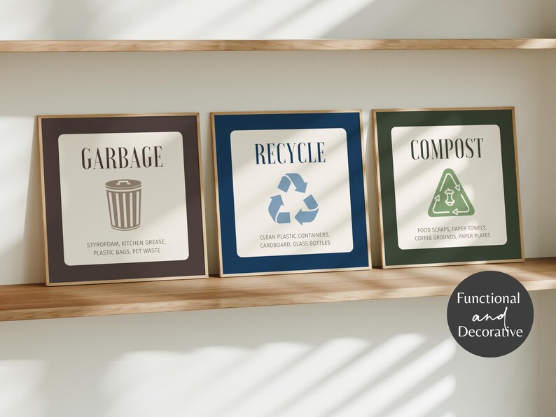 Elegant Garbage, Compost, Recycling Signs Trash Sorting Signs ...