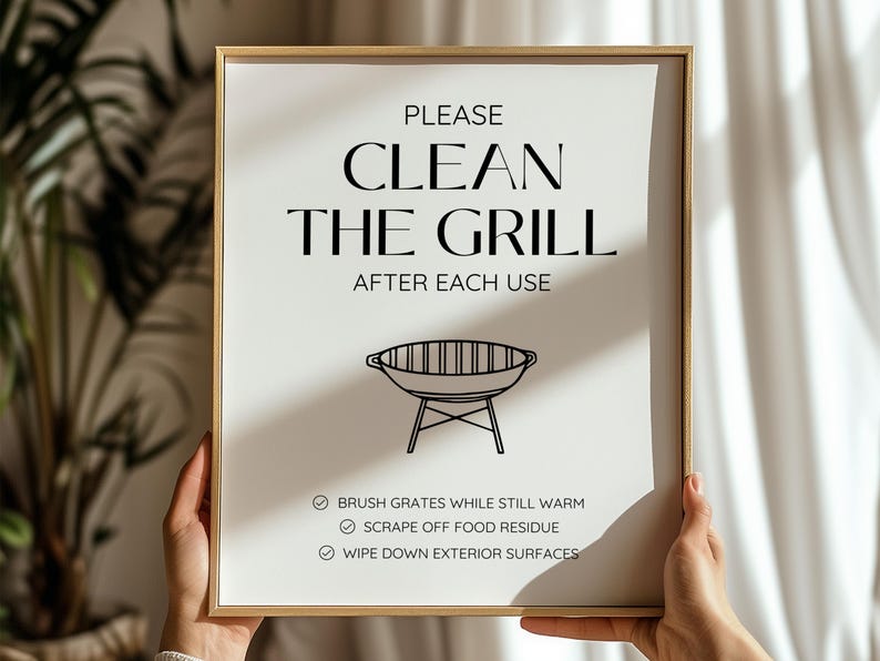Clean Grill After Use Sign for Airbnb; Barbecue Use Rules and ...