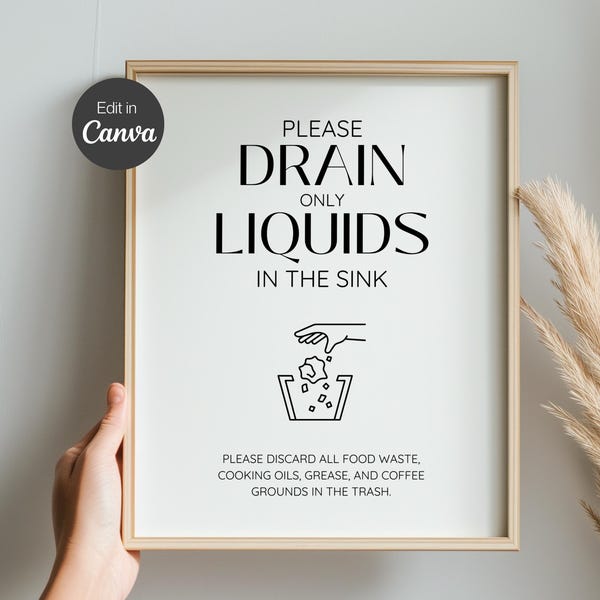 No Food Down the Sink Signs - Etsy