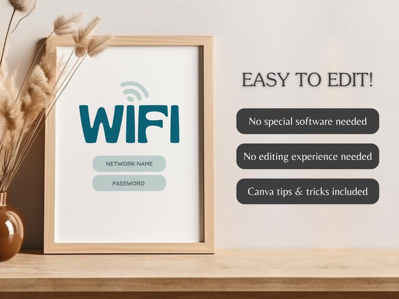 Blue Eclectic Wifi Password Sign | US Letter, A4, 5x7 | INSTANT Digital ...