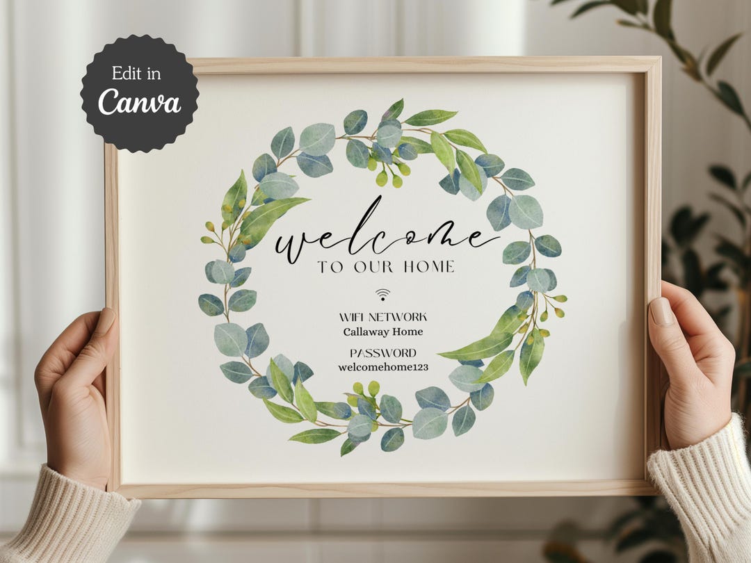 Welcome Wifi Sign; US Letter, A4, 5x7; Printable Sign for Home Entryway ...