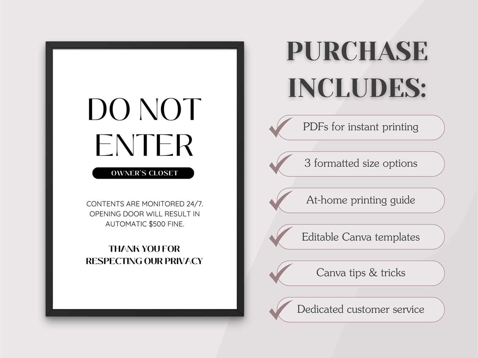 Do Not Enter Owner's Closet Sign; Respect Our Privacy Sign for Airbnb ...