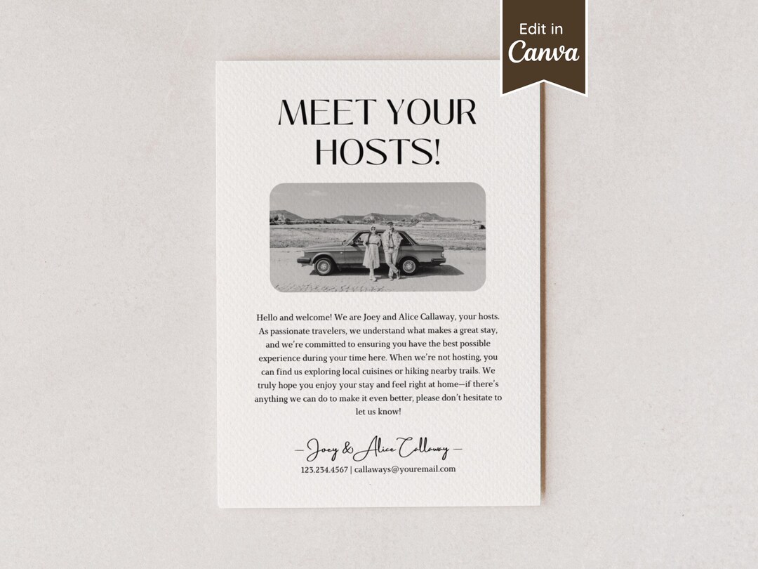 Meet Your Hosts Sign for Airbnb Short Term Rental; Welcome ...