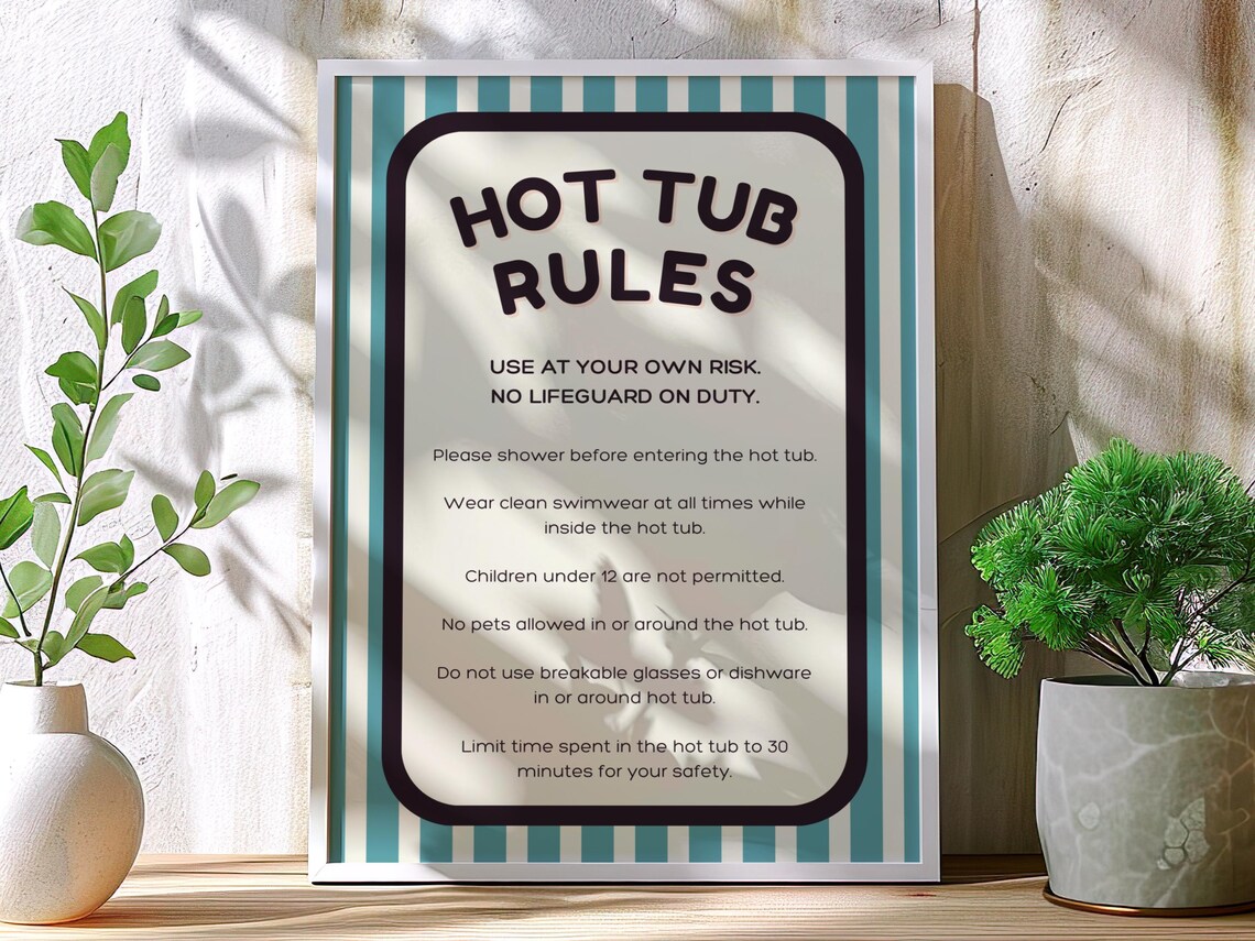 Hot Tub Rules & Safety Sign for Airbnb or VRBO; Customizable Canva ...