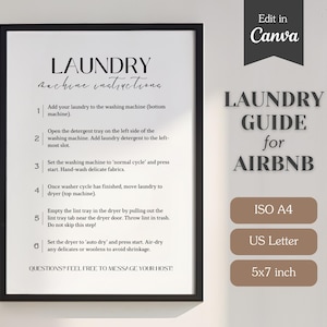 Laundry Instructions Sign for Airbnb; Washer and Dryer Info for Short ...
