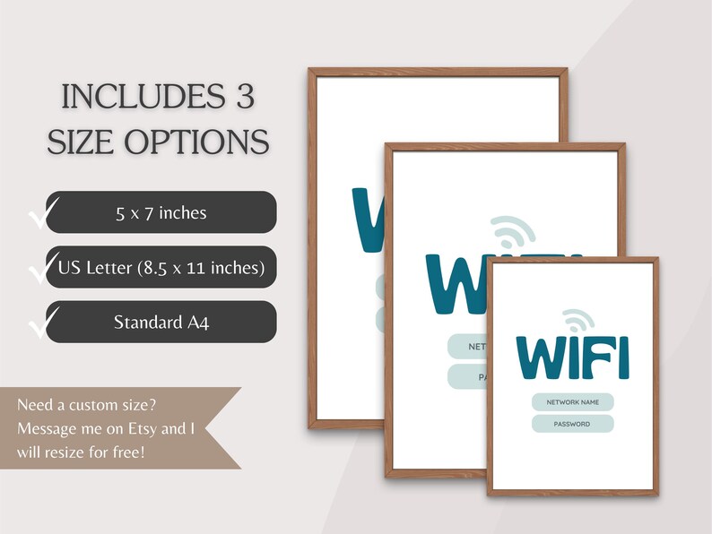 Blue Eclectic Wifi Password Sign | US Letter, A4, 5x7 | INSTANT Digital ...