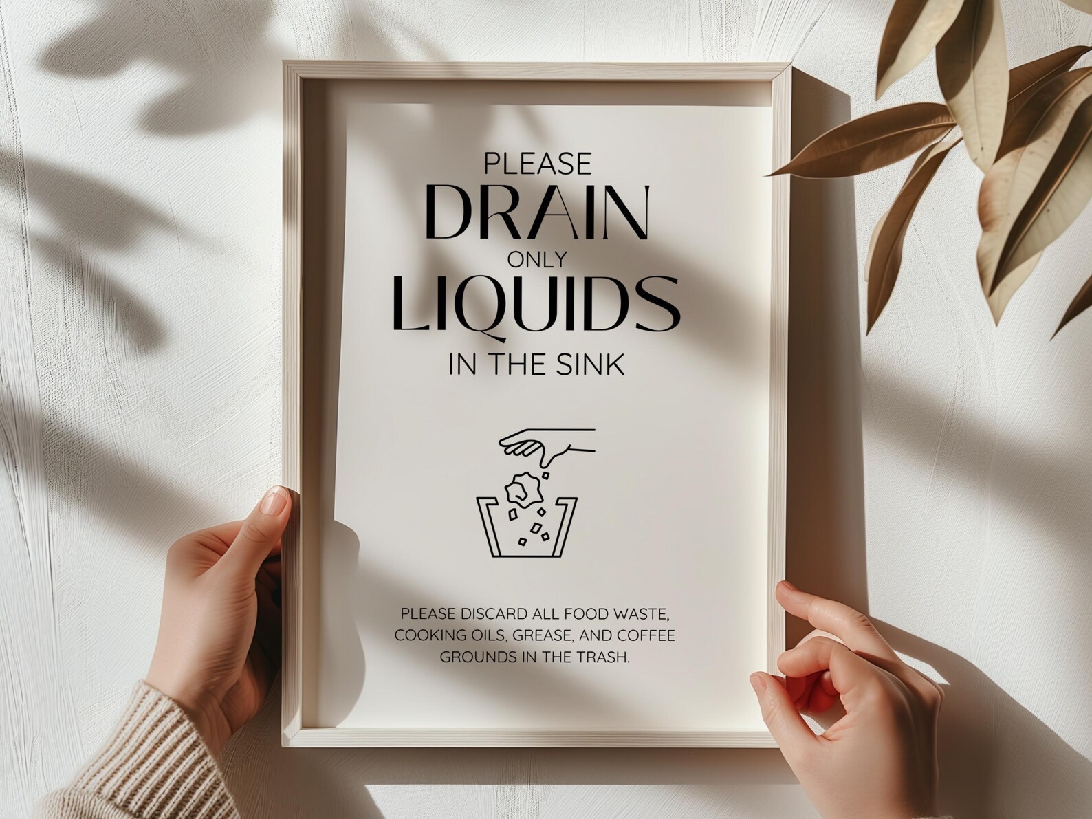 Drain Only Liquids Kitchen Sink Sign | No Food in Sink Sign | Keep ...