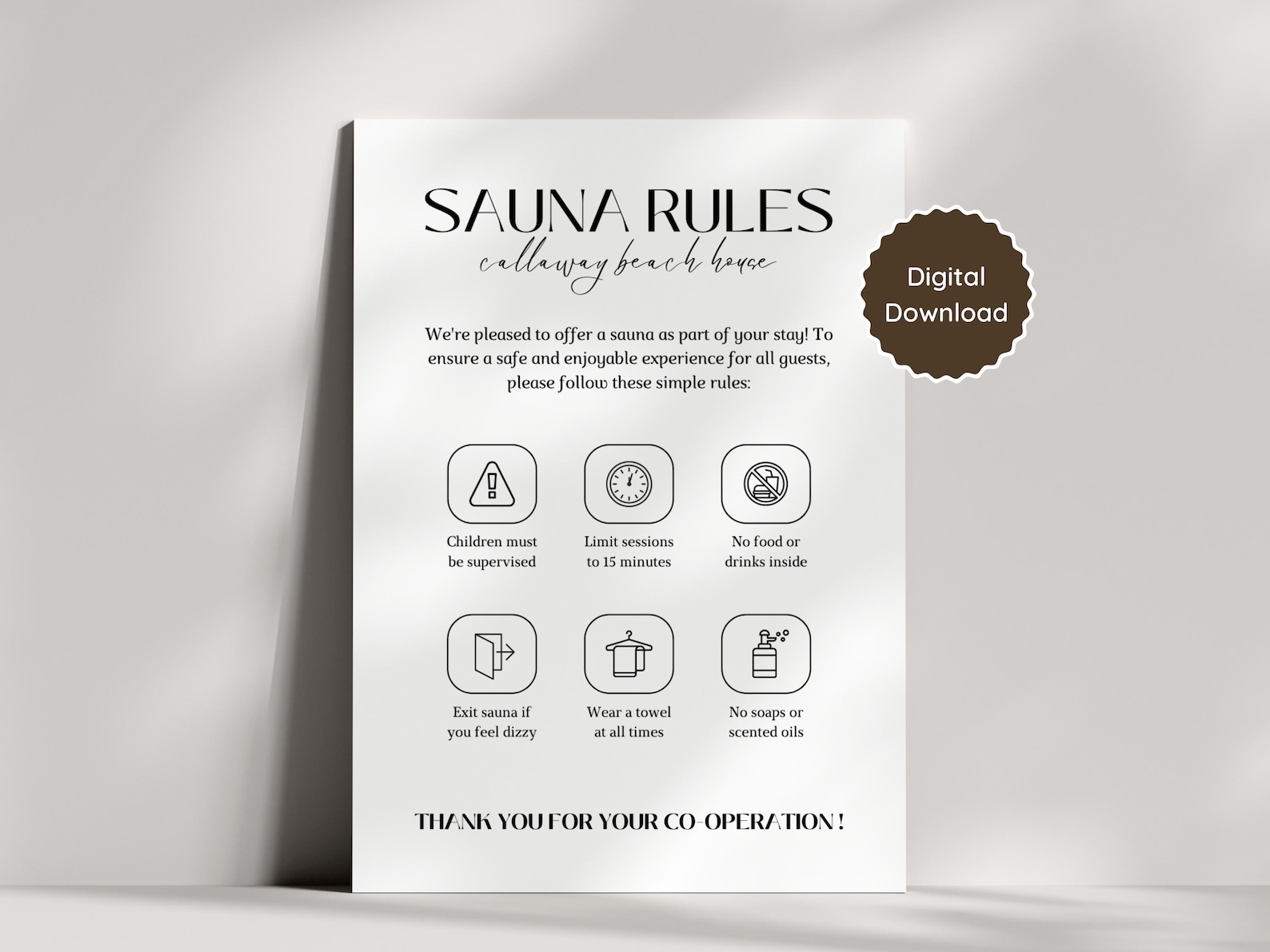 Sauna Rules & Safety Instructions Sign for Airbnb or VRBO Short-term ...