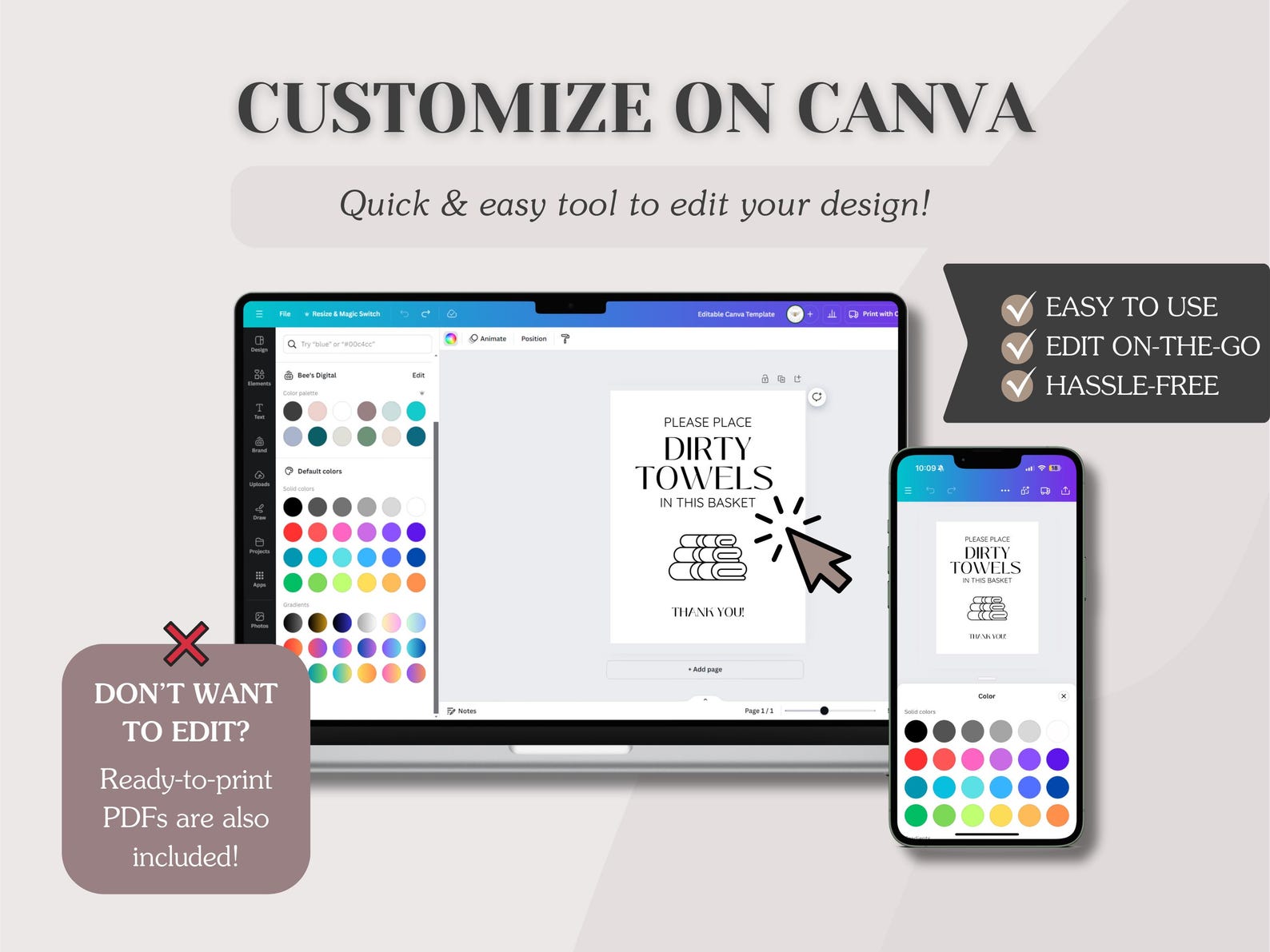 Dirty Towels Go Here Sign Airbnb; Place Used Towels in Basket; Laundry ...