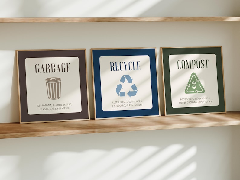 Printable Garbage, Compost, Recycling Info Signs; Trash Sorting Signs ...