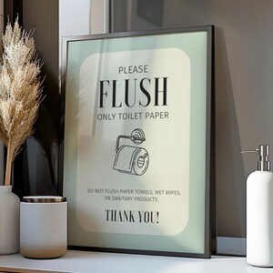 Flush Only Toilet Paper Sign | Airbnb Bathroom Sign | Septic System ...
