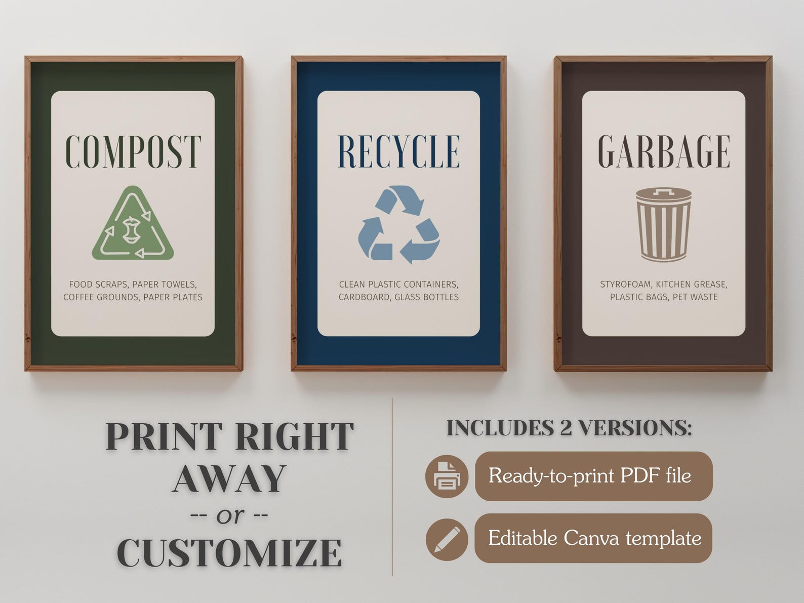 Elegant Garbage, Compost, Recycling Signs | Trash Sorting Signs ...
