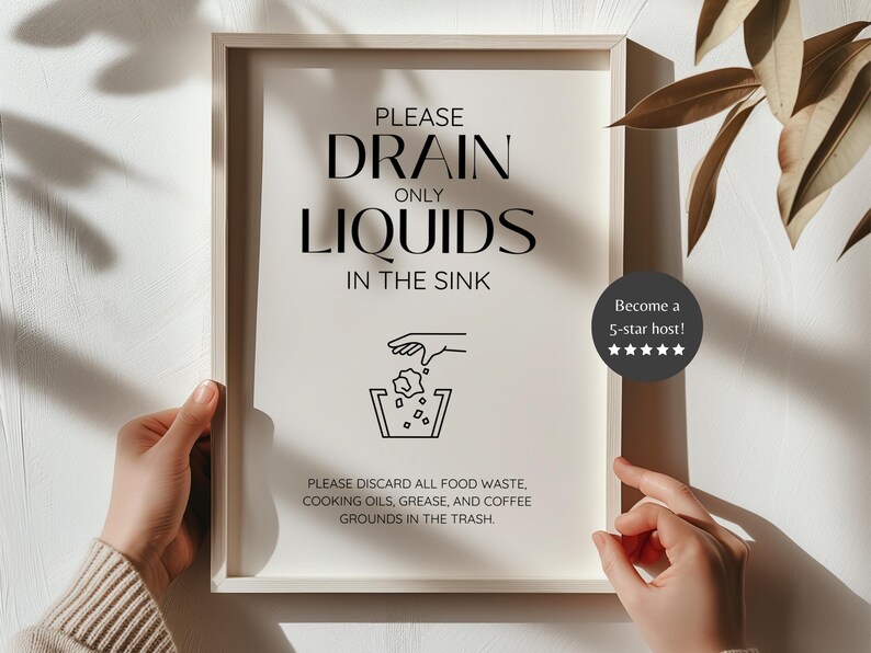 Drain Only Liquids Kitchen Sink Sign No Food in Sink Sign FULLY ...
