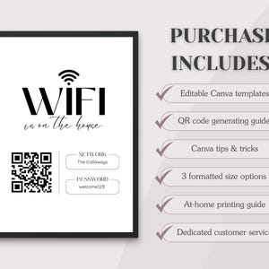 Wifi QR Code Card Sign, Customizable Template, (digital Download), A4 ...