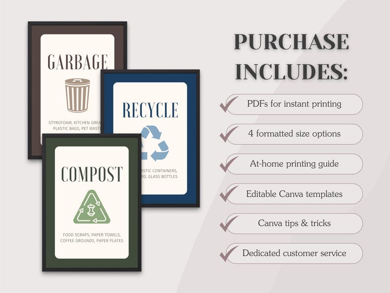 Elegant Garbage, Compost, Recycling Signs | Trash Sorting Signs ...