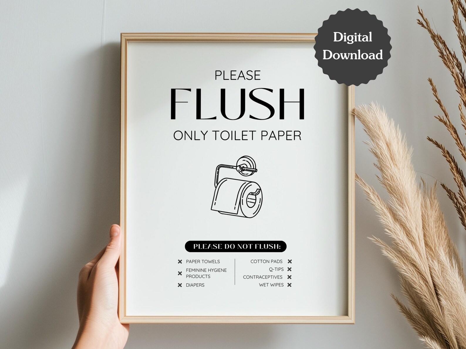Airbnb Bathroom Sign, Flush Only Toilet Paper | Septic System Sign ...